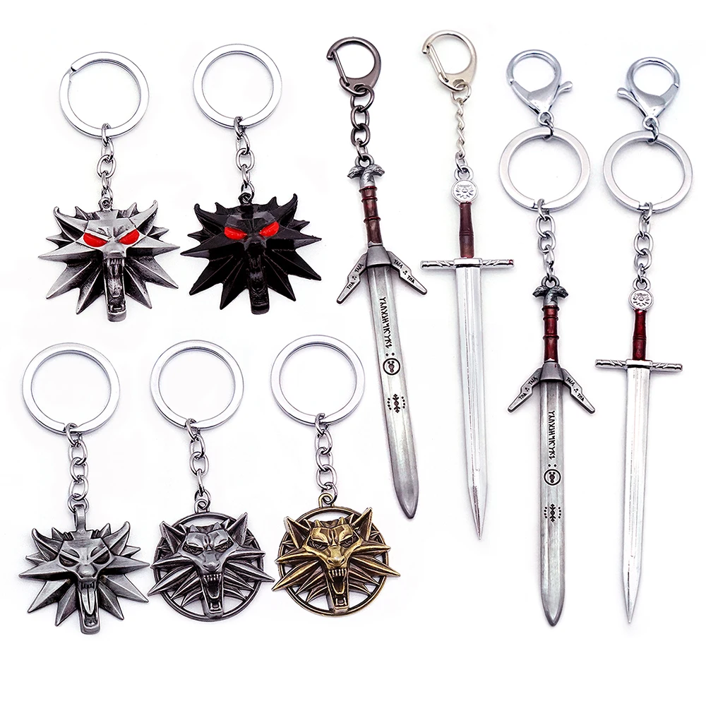 Game-Geralt-Sword-Keychain-Yennefer-Key-Chain-Wolf-Keyring-Men ...