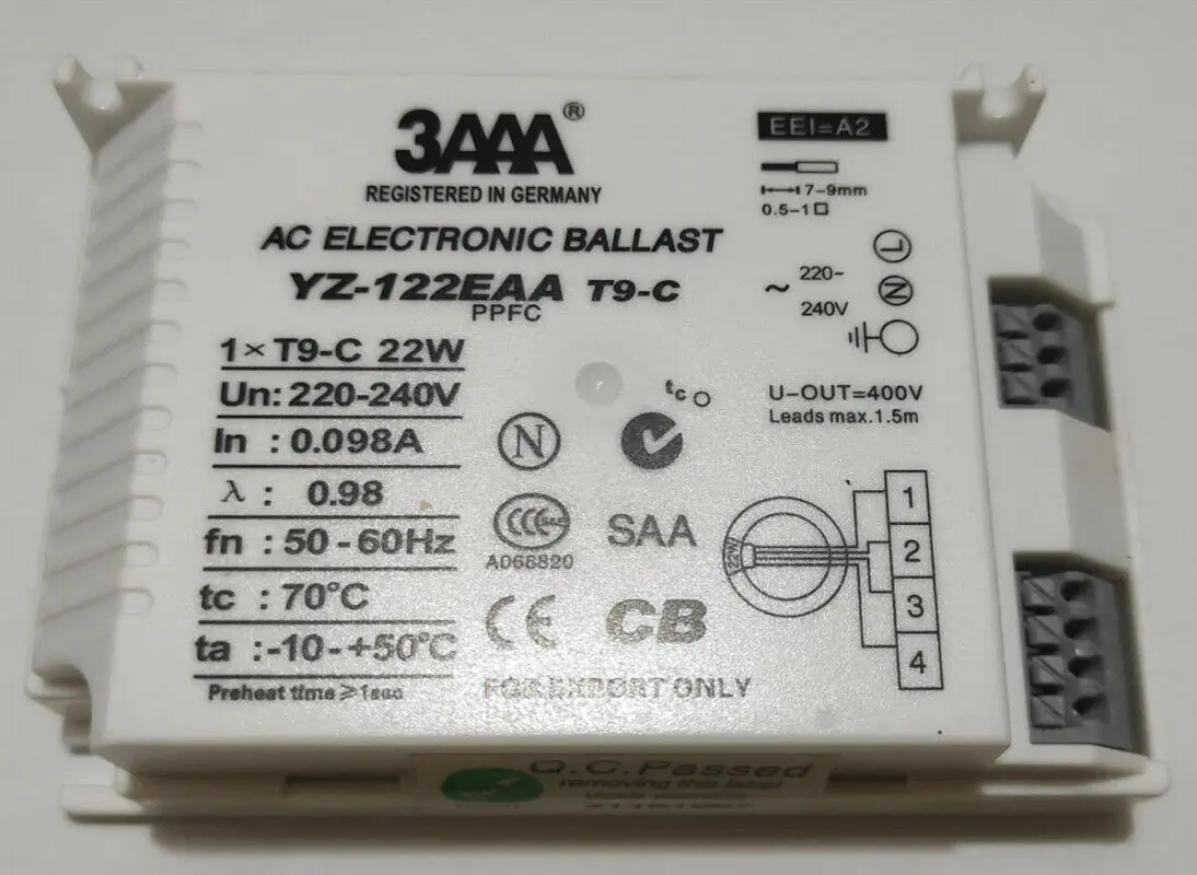 3AAA 220V AC ELECTRONIC BALLAST YZ-122EAA T9-C