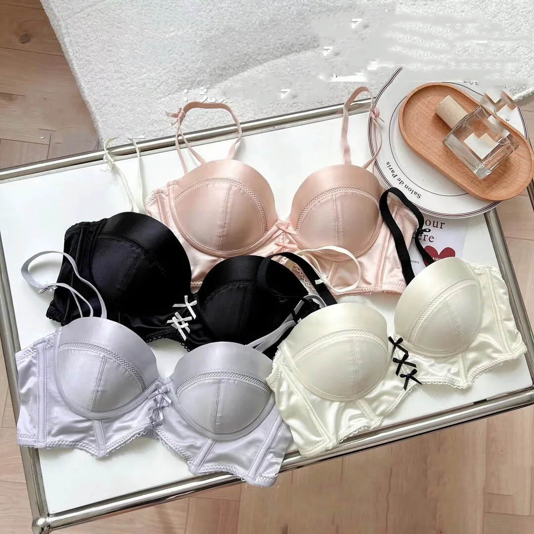 Half Cup Retro Style Strapless Bra Panties Sets Women Sexy Underwear ...