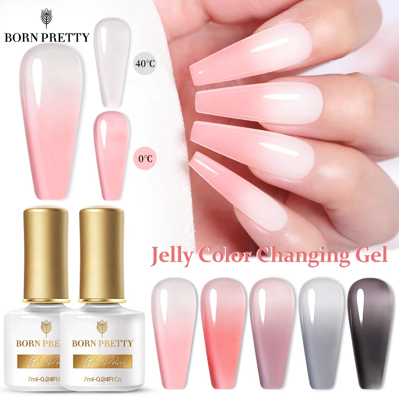 Born Pretty 7ml Jelly Thermal Gel Nail Polish Temperature Color Changing Semi-permanant Varnish ...
