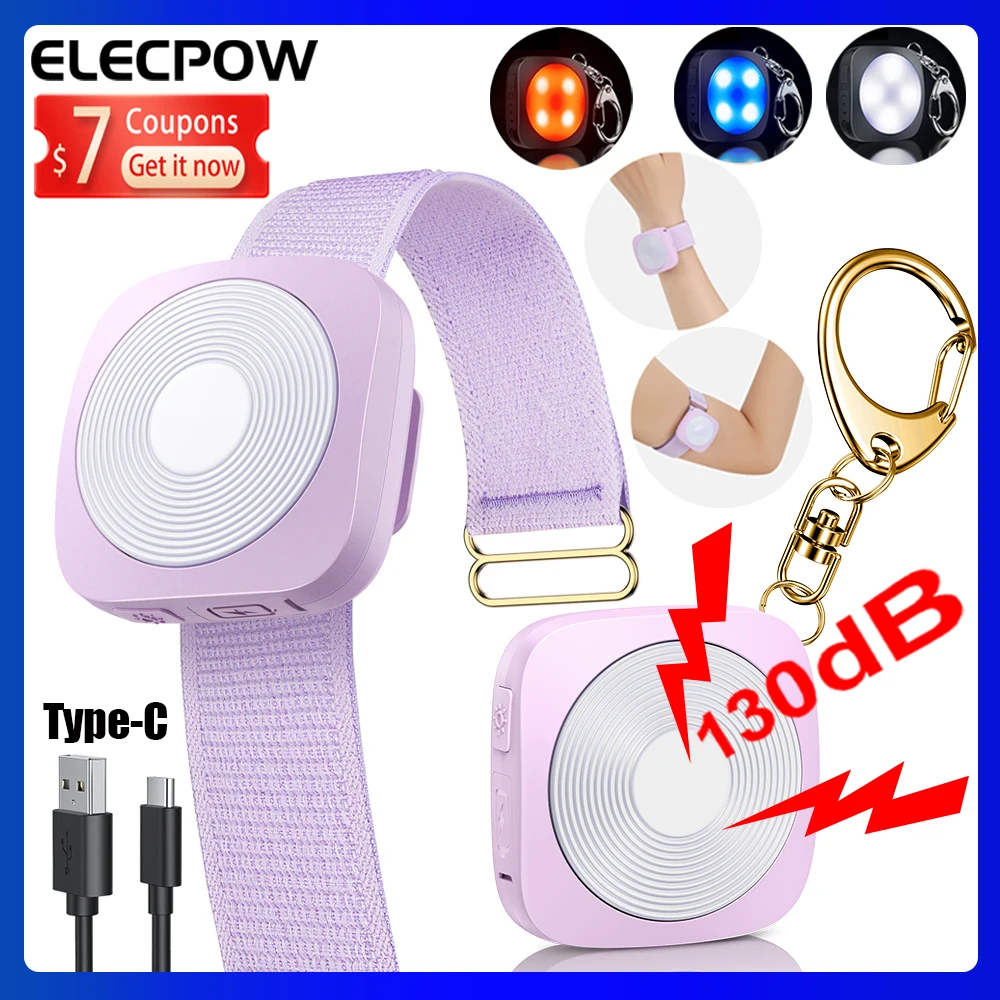 Elecpow-130dB-Personal-Self-Defense-Alarm-With-keychain-And-LED ...