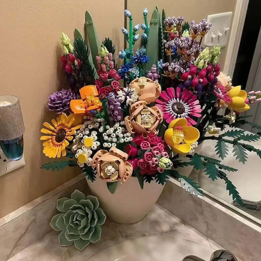Bricks-Diy-Art-Flower-Bouquet-Flower-Arrangement-Ornaments-Building ...