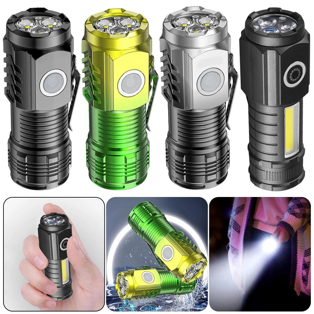 3-LED-Waterproof-Flashlight-Type-C-Micro-USB-Charging-Portable ...