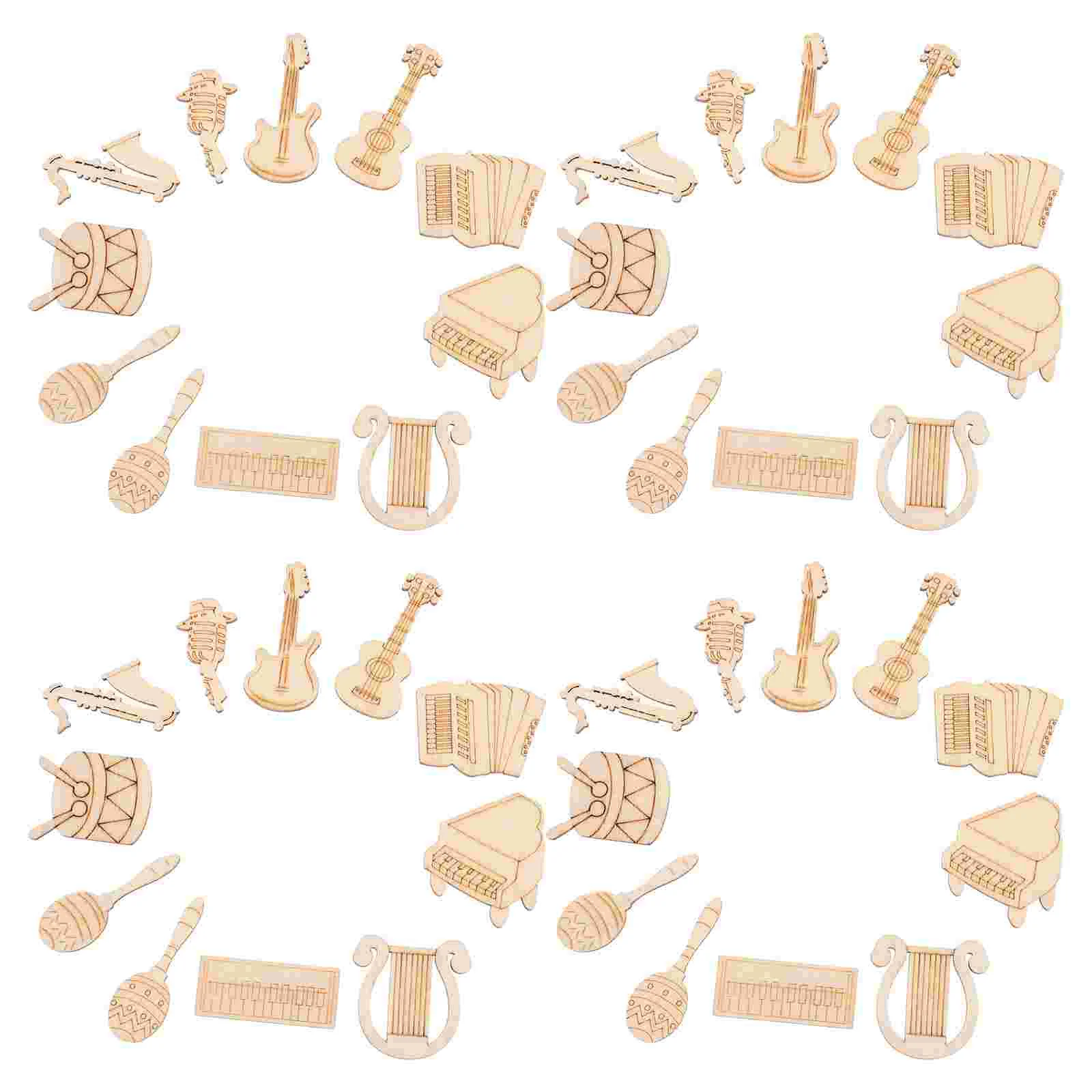 100 Pcs Wooden Musical Instrument Decorative Slices DIY Craft Supplies ...
