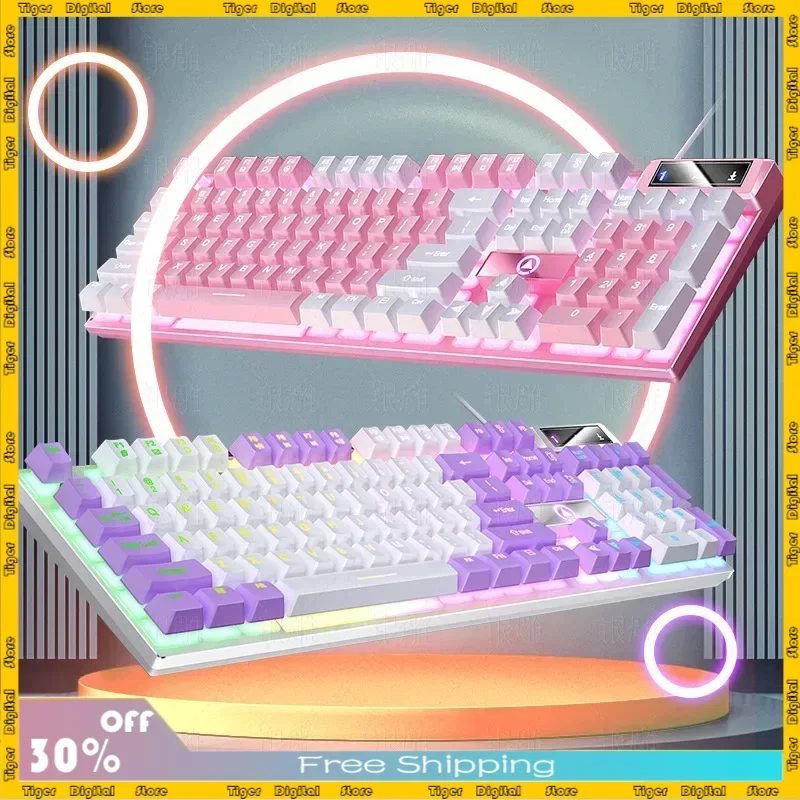 K500-Wired-Keyboard-Luminous-Mechanical-Feel-Ergonomics-Waterproof ...