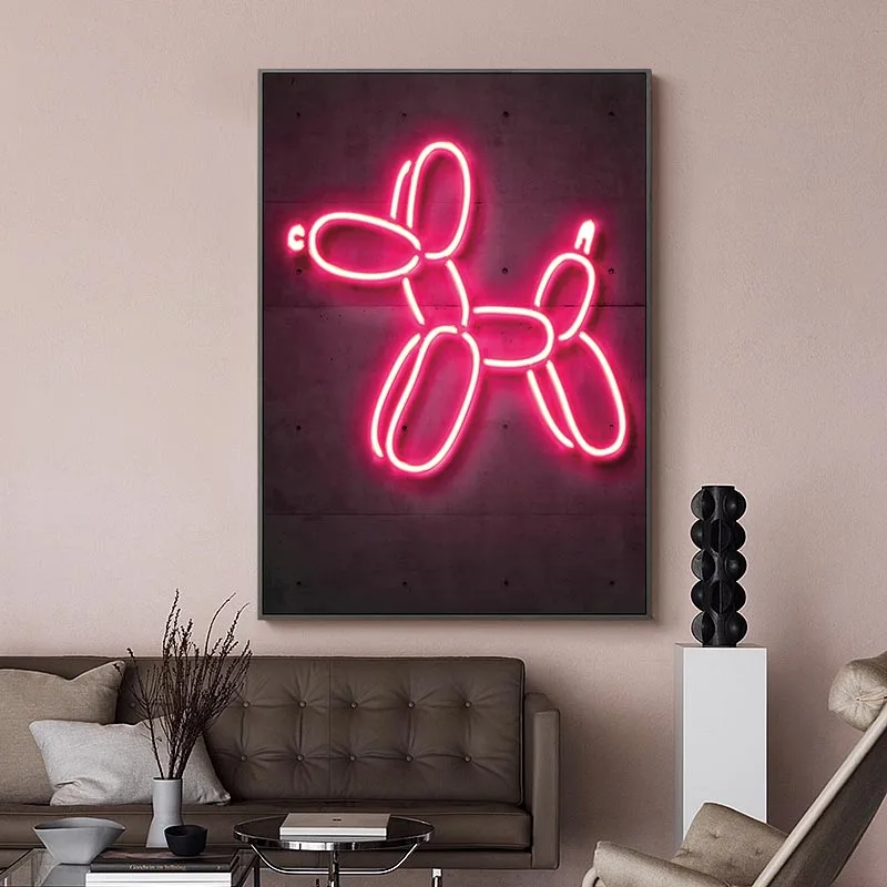 Balloon-Dog-Poster-Canvas-Paintings-Neon-Artwork-Print-Street-Pop-Wall ...