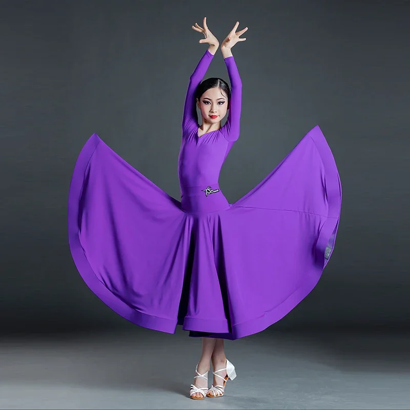 Girls-Ballroom-Dance-Costume-Autumn-Blue-Purple-Tango-Waltz-Dancing ...