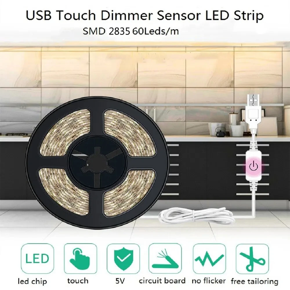Inteligente-USB-LED-Strip-Lights-com-Interruptor-de-Toque-Dimmable-L ...