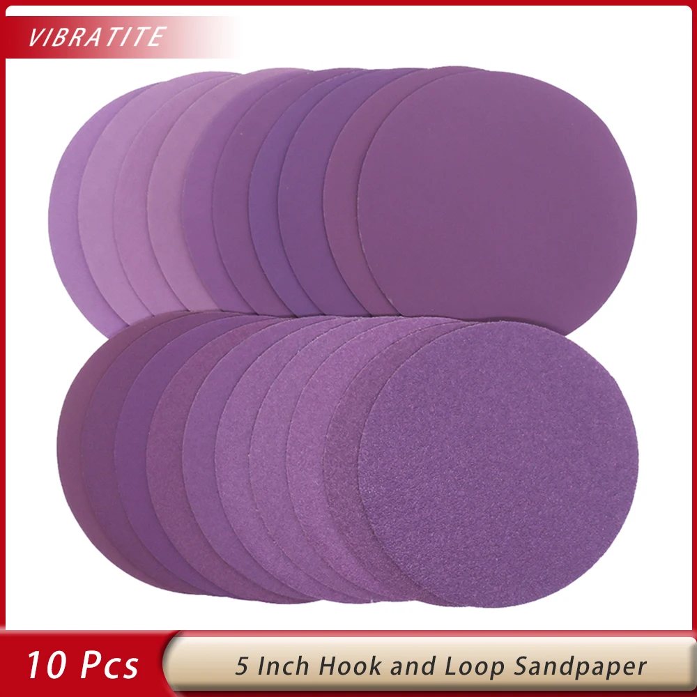 10-Pcs-Sandpaper-5-Inch-Film-Hook-Loop-125mm-Sanding-Disc-Wet-Dry-for ...