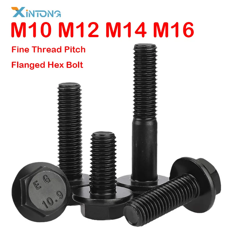 M10-M12-M14-M16-Grade-10-9-Black-Carbon-Steel-Flanged-Hex-Head-Bolt-Cap ...