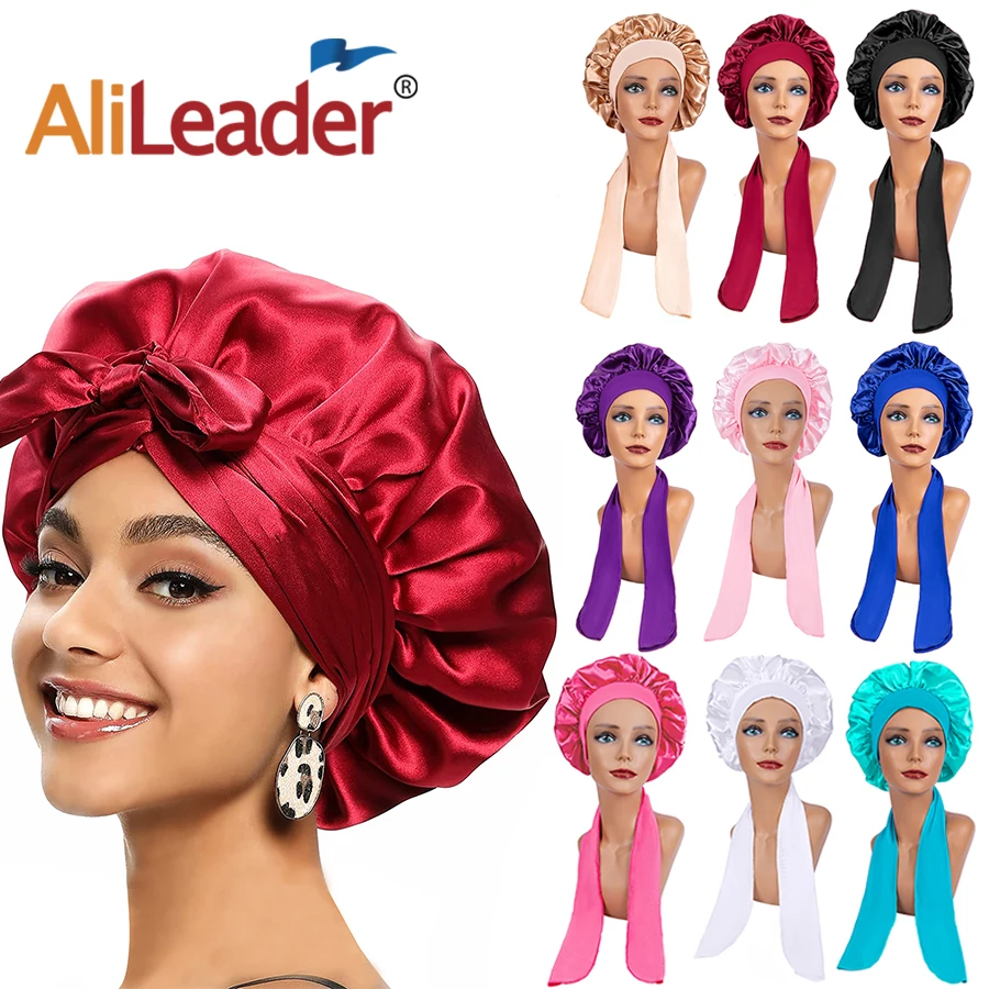 Soft-Women-Nightcap-Nuit-Silk-Sleeping-Night-Cap-Bonnets-Spandex-Wide ...