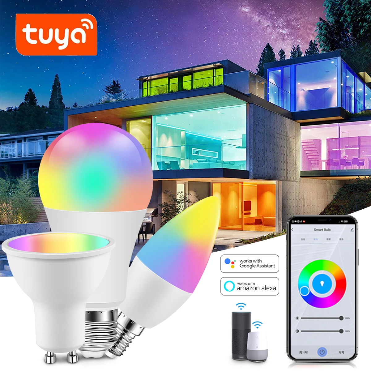 Tuya Smart Lamp Wifi Led Light Bulb Smart Life Rgb E27 E14 Gu10 Smart ...