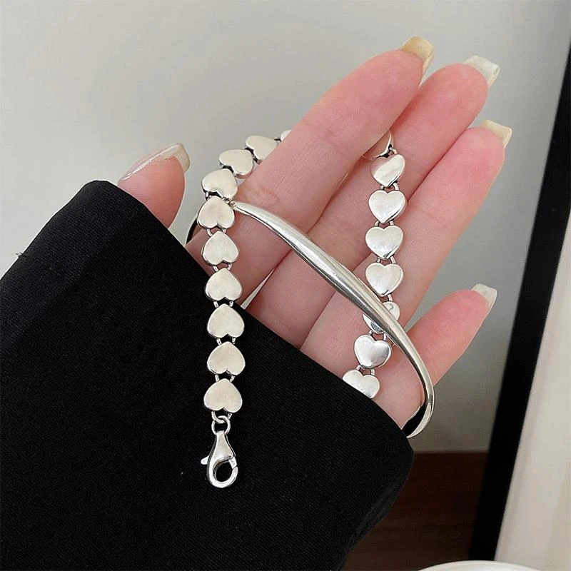 Bracelets 925 Sterling Silver Women Heart | 925 Sterling Silver Hasp ...