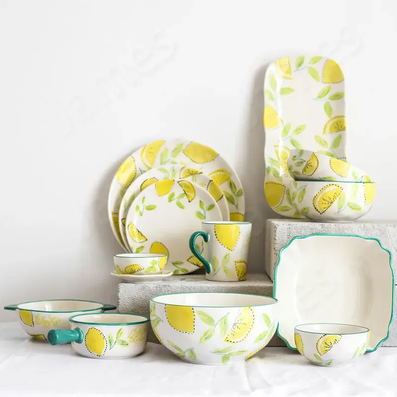 S-rie-De-Lim-o-Placas-De-Cer-mica-Underglaze-Color-Bowl-Set-Bife-De ...