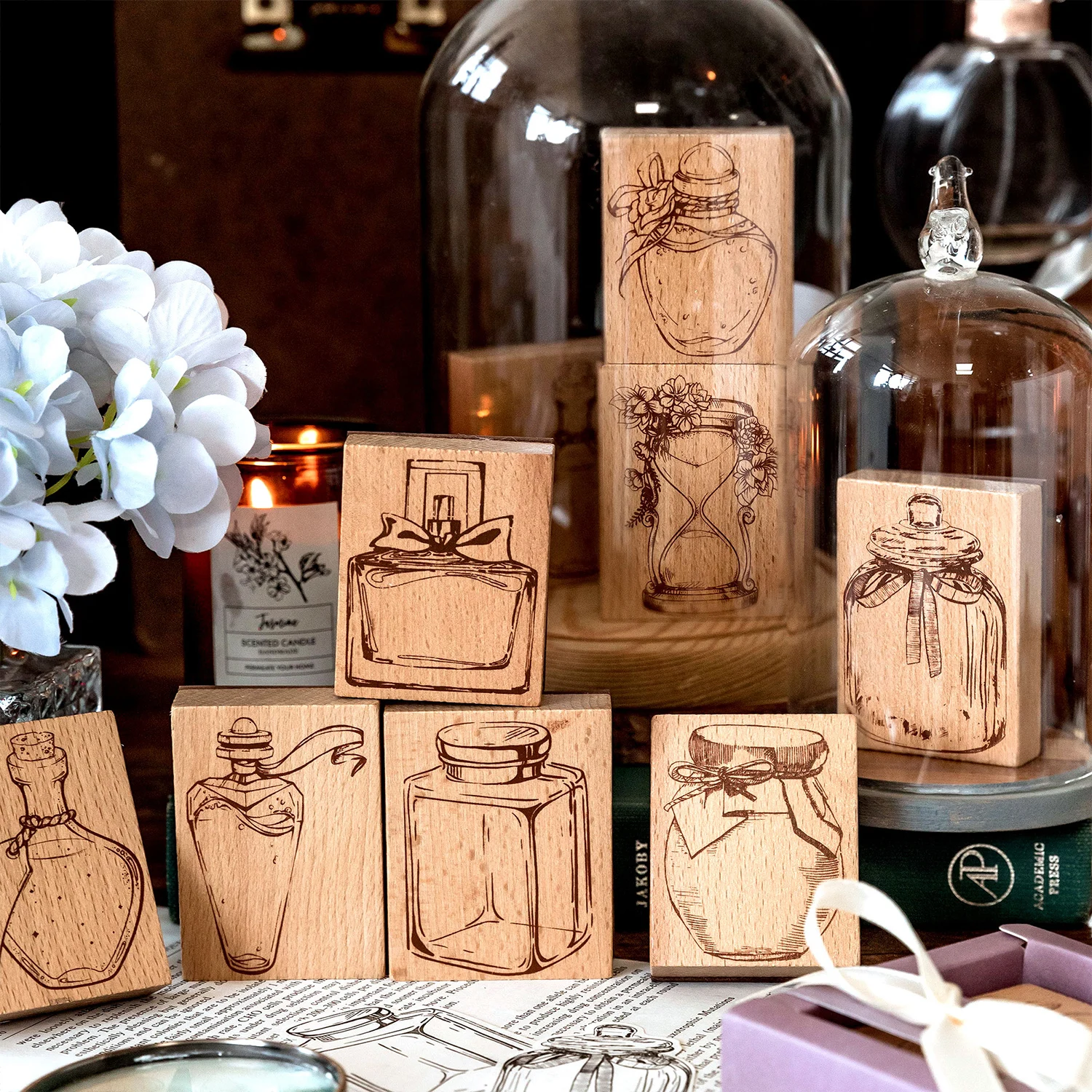 Vintage-Drift-Bottle-Container-Standard-Stamp-DIY-Art-Wooden-Rubber ...