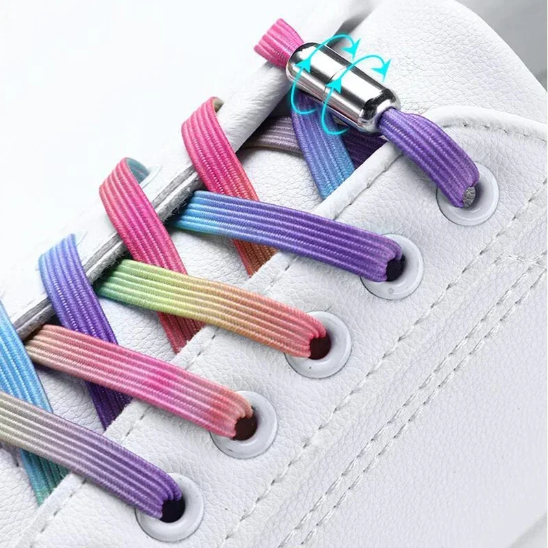 New-Elastic-Locking-ShoeLace-Metal-Lock-Shoe-Laces-Fashion-Women-No-Tie ...