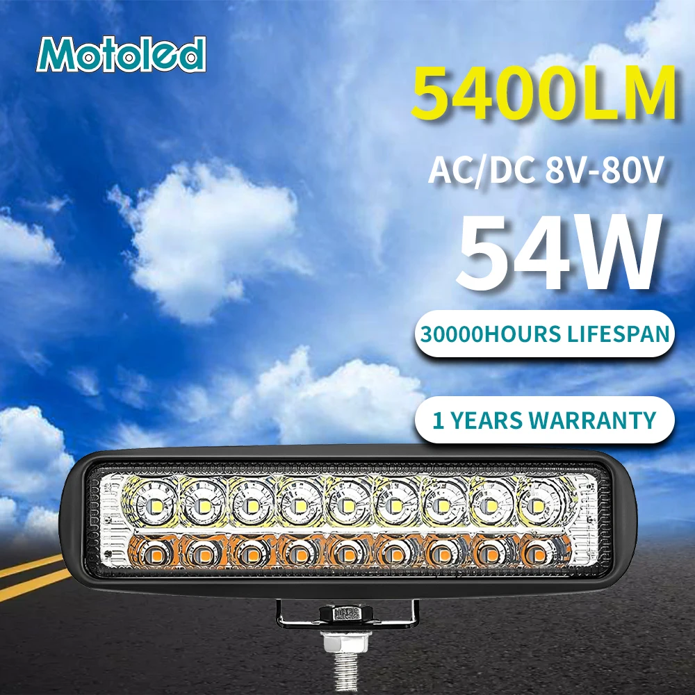 Motoled-18W-18-LED-Work-Light-Bar-Spotlight-12V-Flood-Lamp-Driving-Fog ...