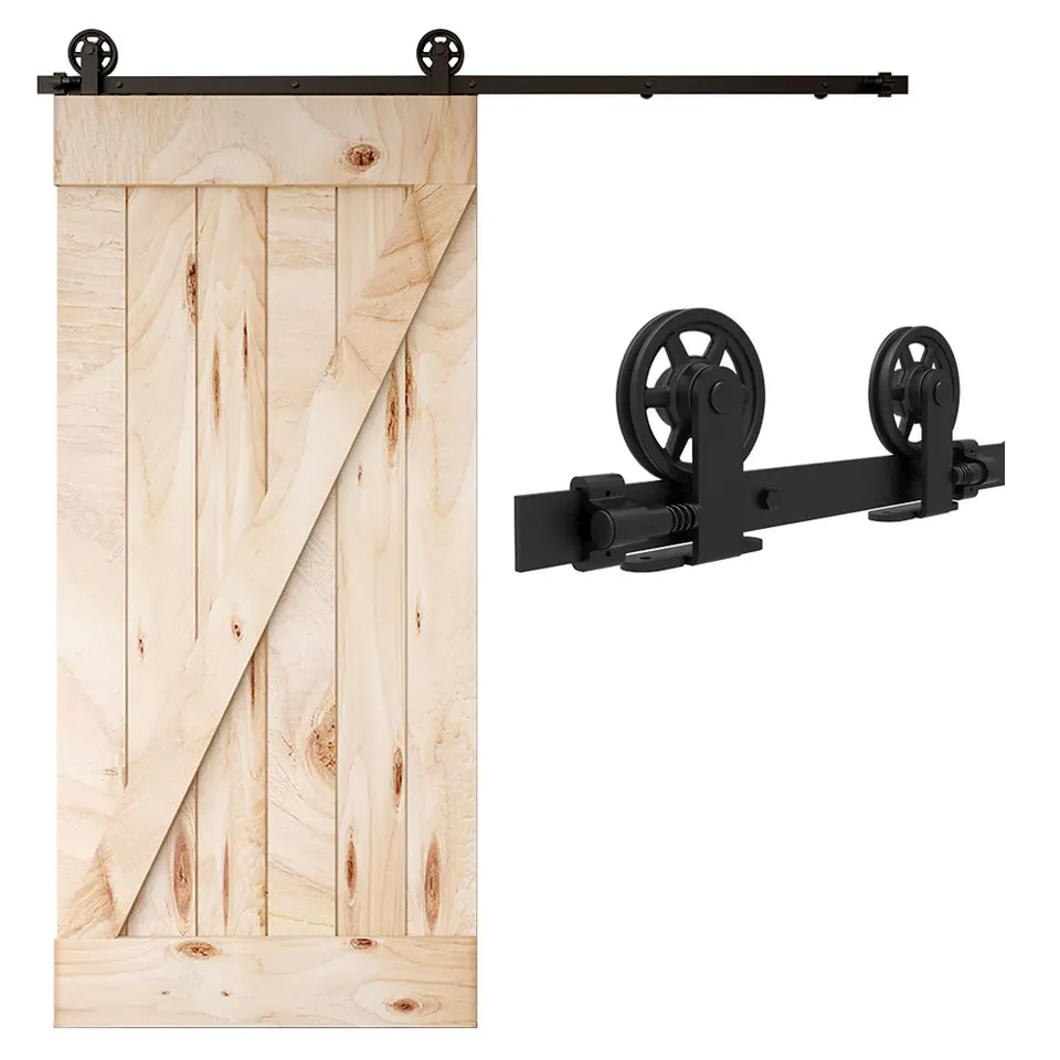 Security Bar TSMST 200CM/6.6FT Track Kit Sliding Barn Wood Doors Rail T ...