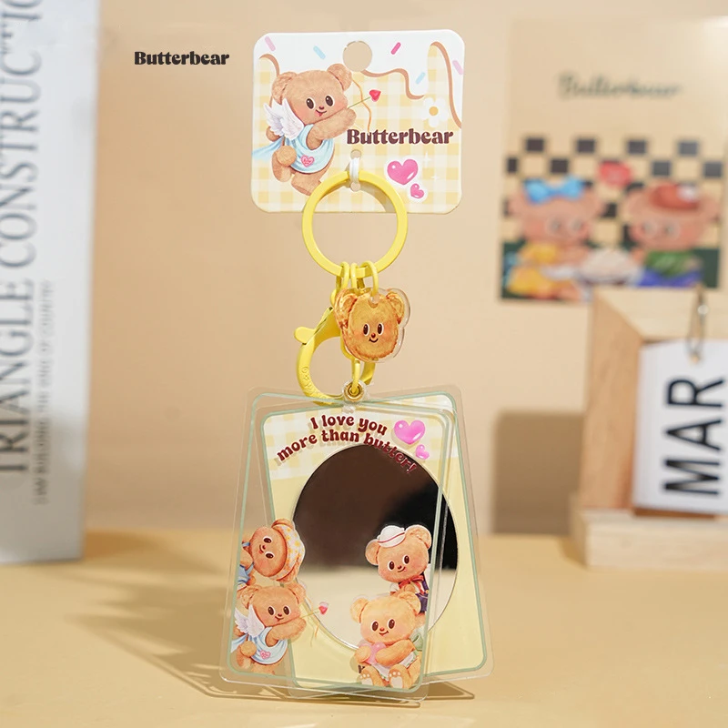 Cartoon Portable Carry-on Butter Bear Mirror Keychain Cute Angel ...
