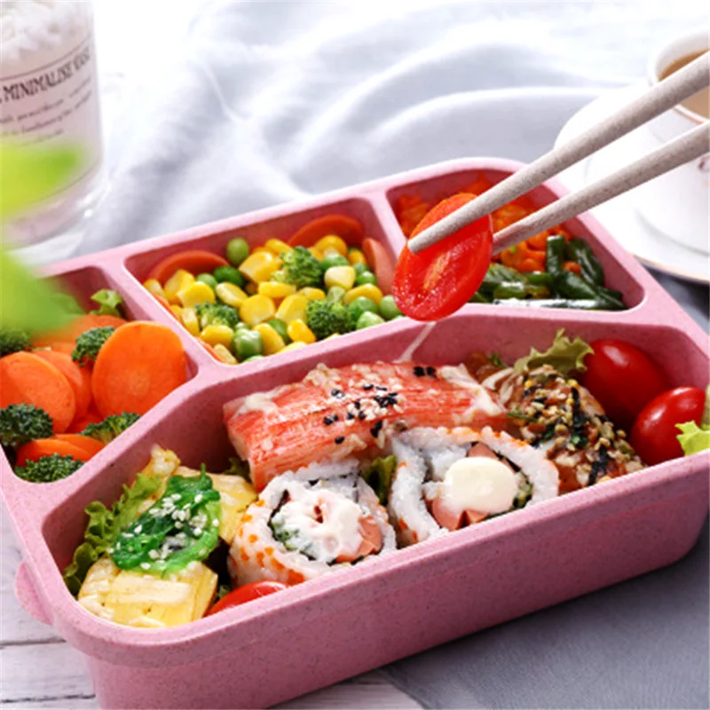 Wheat Straw Lunch Box Bento Box Japanese Style Students 4-box ...