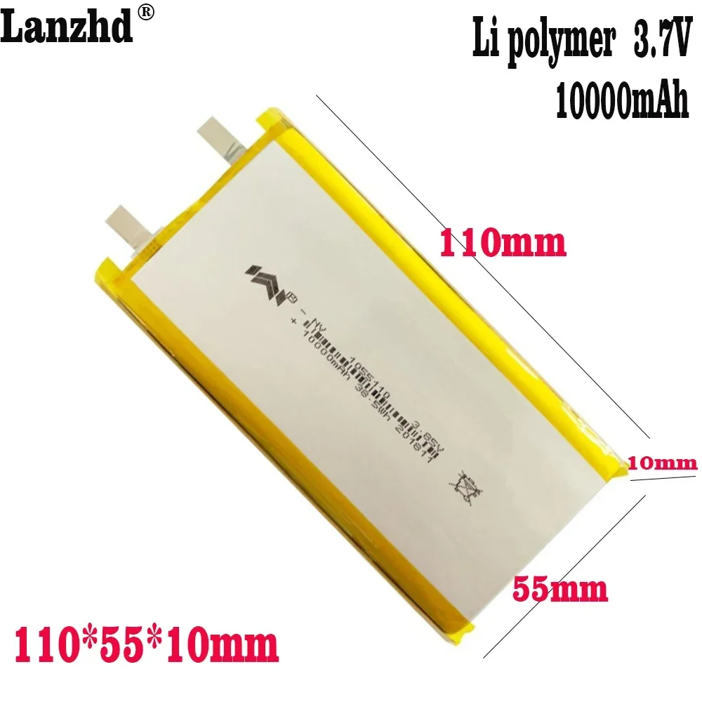1-12pcs 3.7V Li-polymer 10000mAh Lipo Li-Po Lithium Batteria 1055110 ...