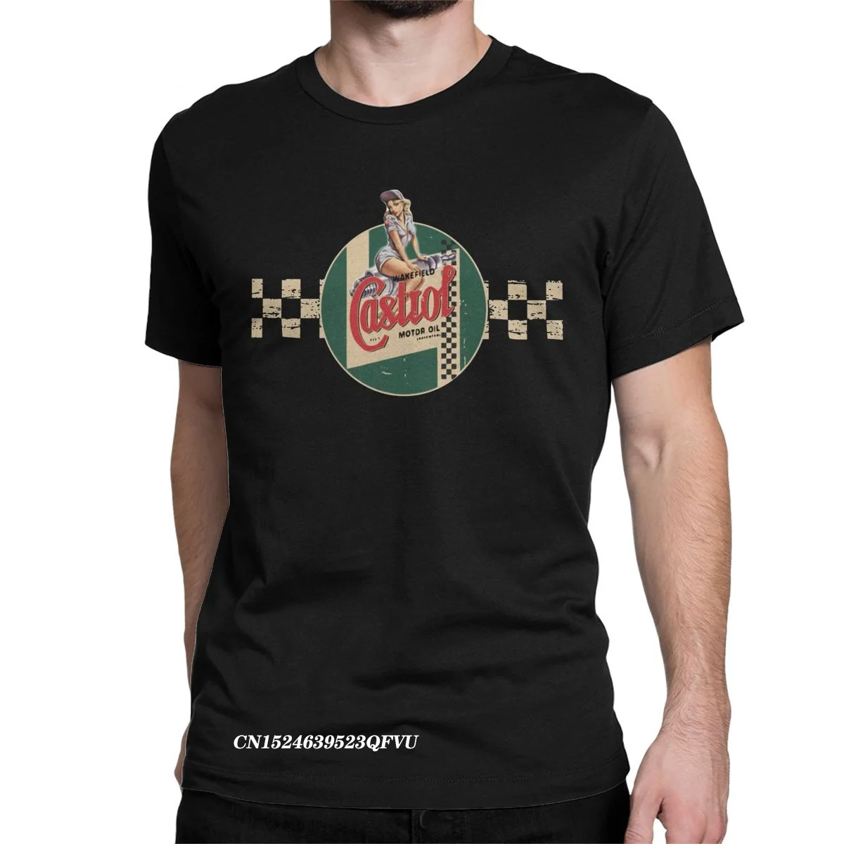 Castrol-Vintage-Racing-Stripe-Pin-Up-Girl-Tee-Shirt-For-Men-Premium ...