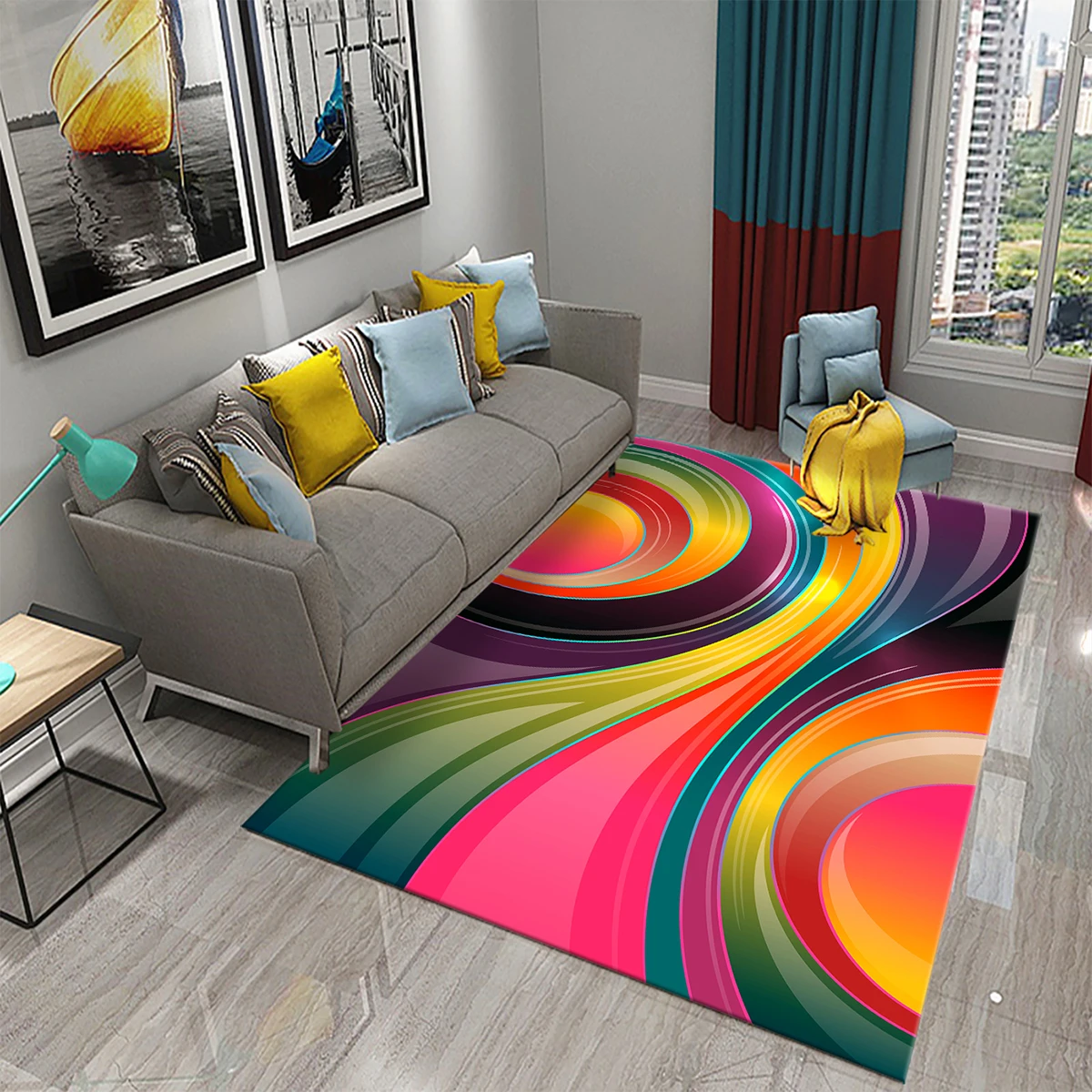 3D-Colorful-Flowing-Line-Swirl-Carpet-Stylish-Modern-Abstract-Carpet ...
