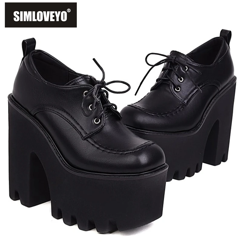 SIMLOVEYO Spring Autumn Ladies Pumps Platform Shoes women Toe Chunky ...