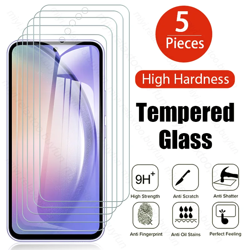 5pcs tempered glass screen protector film for samsung galaxy a14 a24 a34 a54 5g protective glass ...