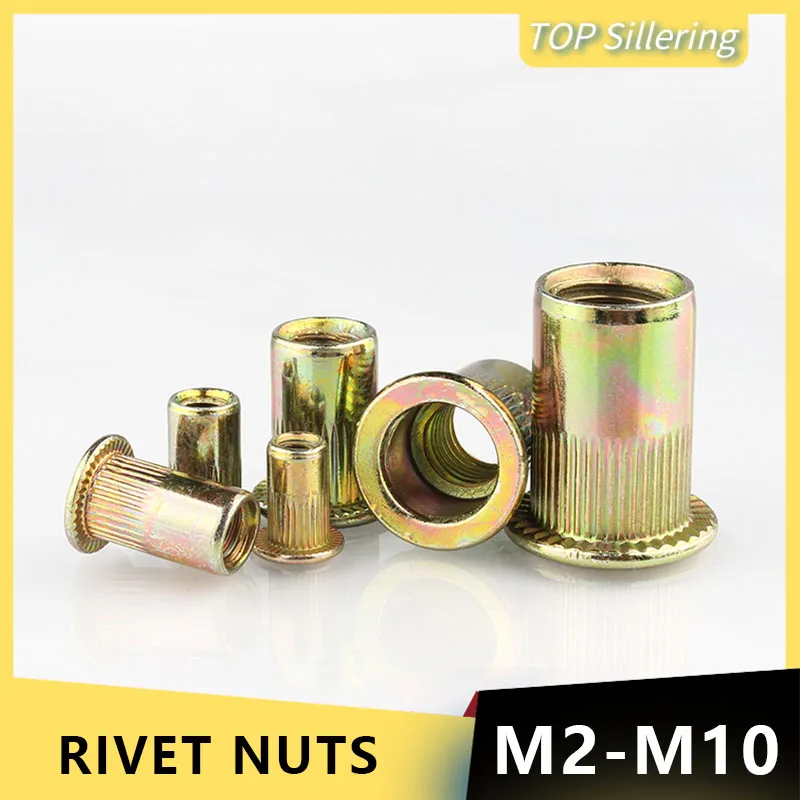 10-30pcs-M3-M4-M6-M8-M10-M12-Flat-Head-Threaded-Rivet-Insert-Nutsert ...