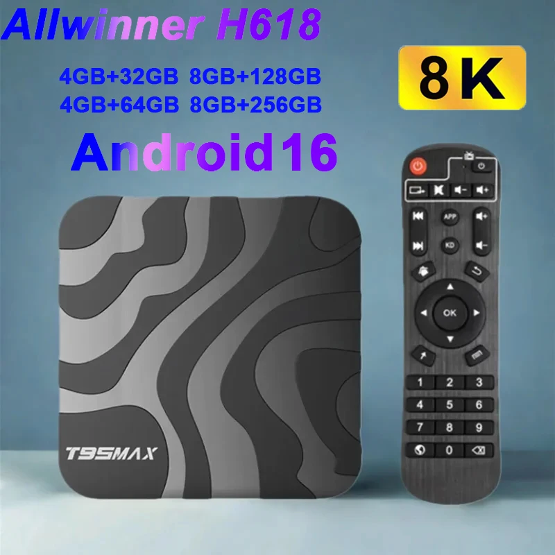 T95 Max Smart TV Box Android 16 H618 Dual WiFi6 BT5.4 8K Video Netflix ...