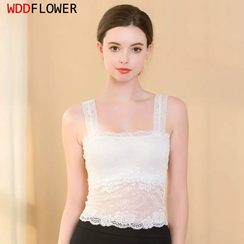 Women-100-Natural-Silk-Women-Lace-Non-Pads-Mini-Camisole-Half-Cami ...