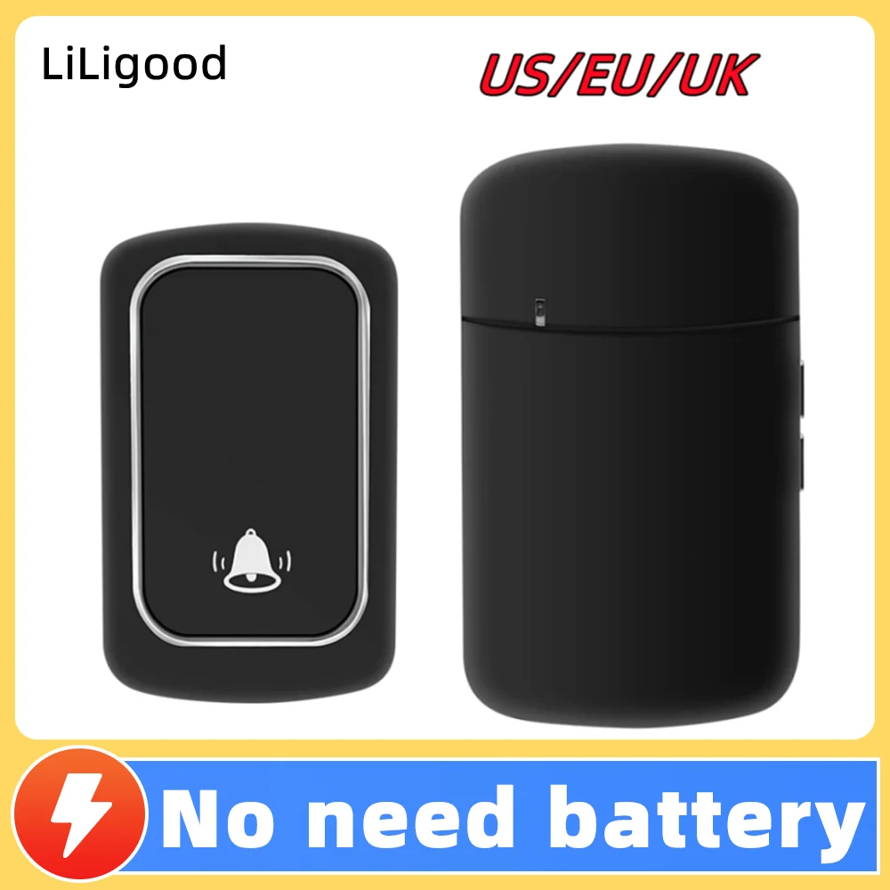 LiLigood Home Outdoor Wireless Waterproof Doorbell No Battery Required ...