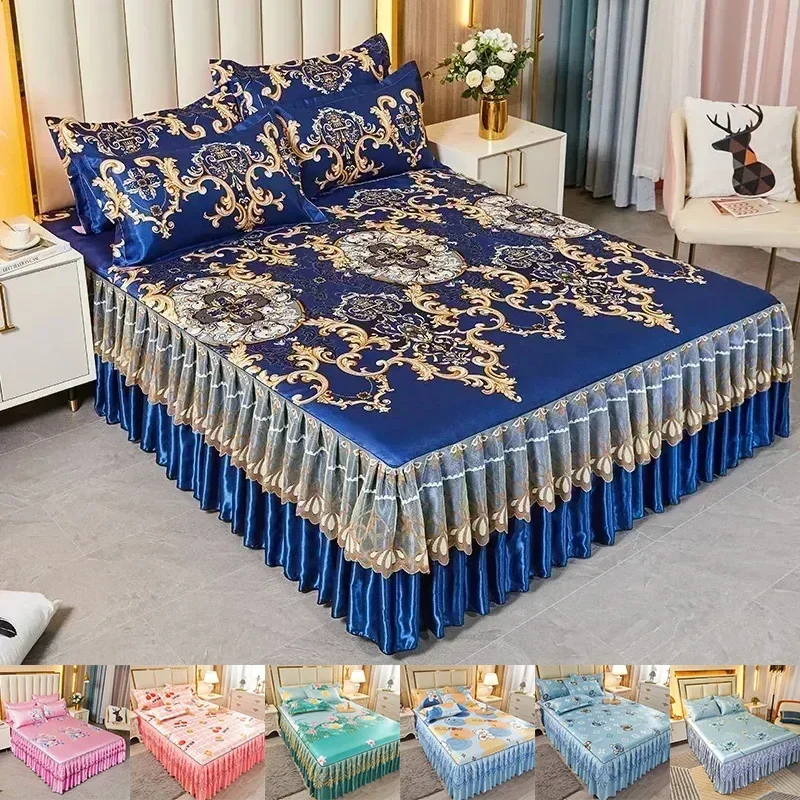 Lace-Fitted-Bed-Sheet-Luxury-Bedspread-Sheet-Sets-style-Embroidery-Bed ...