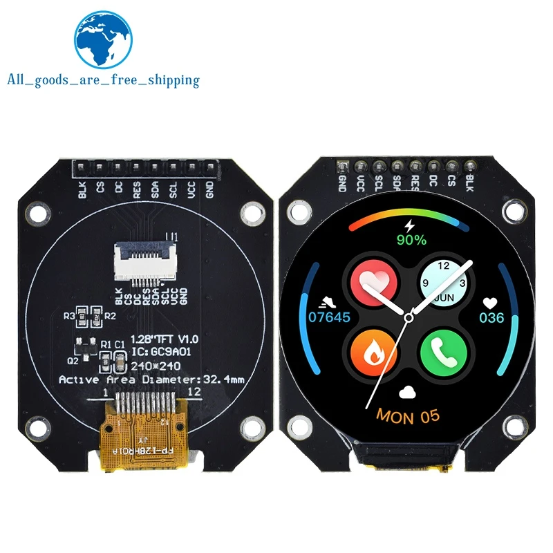 TFT Display 1.28 Inch TFT LCD Display Module Round RGB 240*240 GC9A01 Driver 4 Wire SPI ...