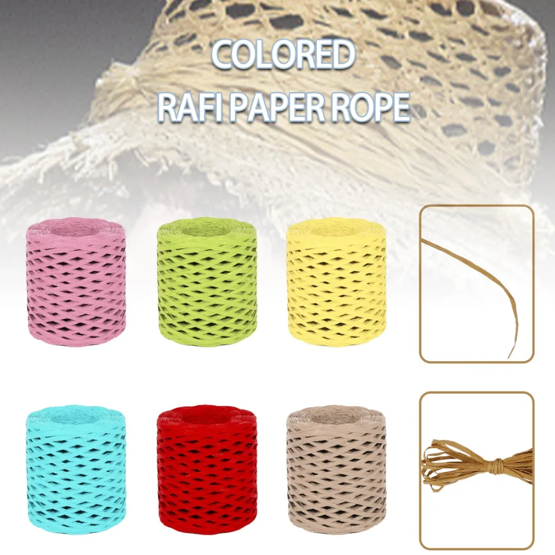 200M/Roll Raffia Paper Ribbon Weave Soft Thread String Scrapbook Party ...