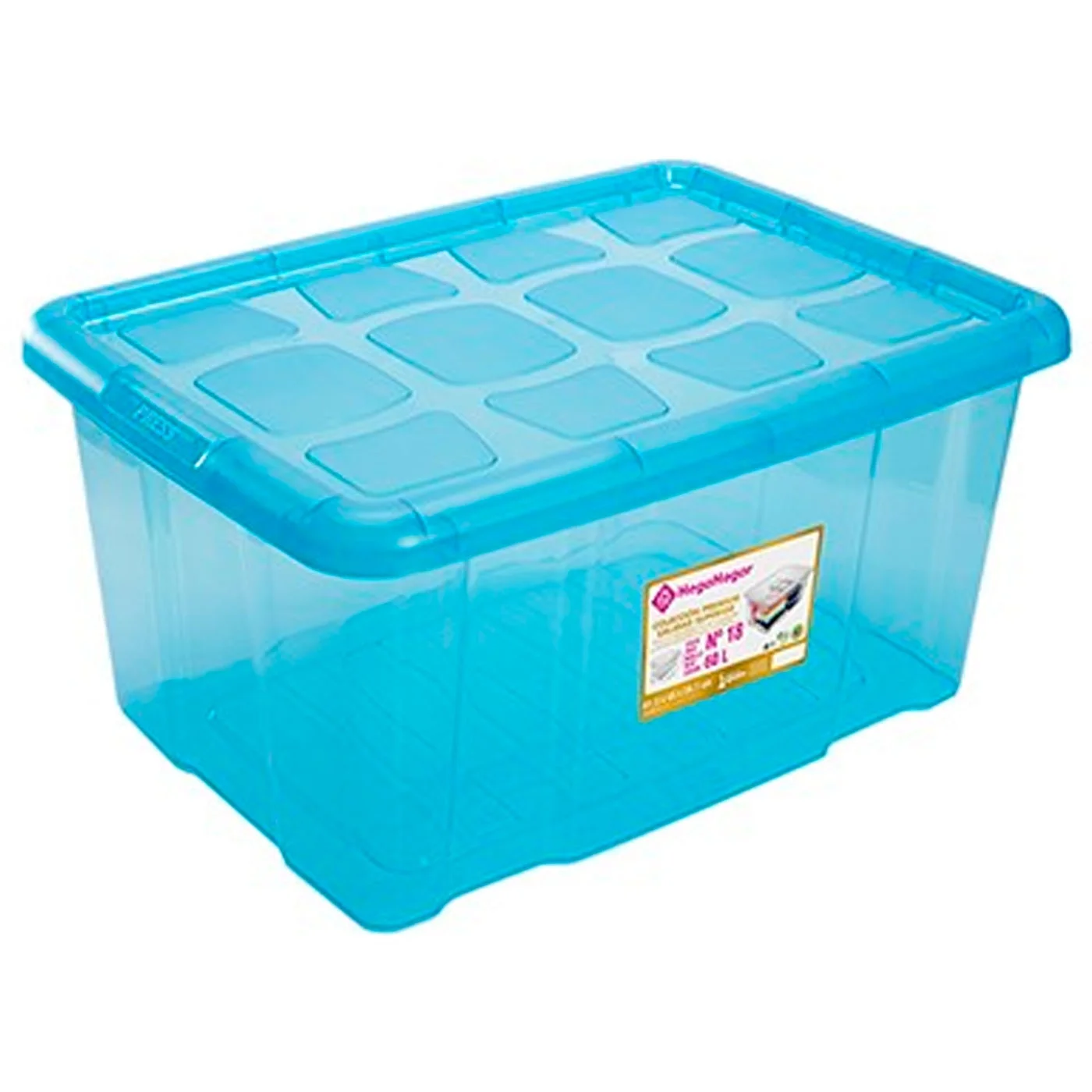 Caja almacenaje con tapa, plástico translúcido, cajón multiusos ...