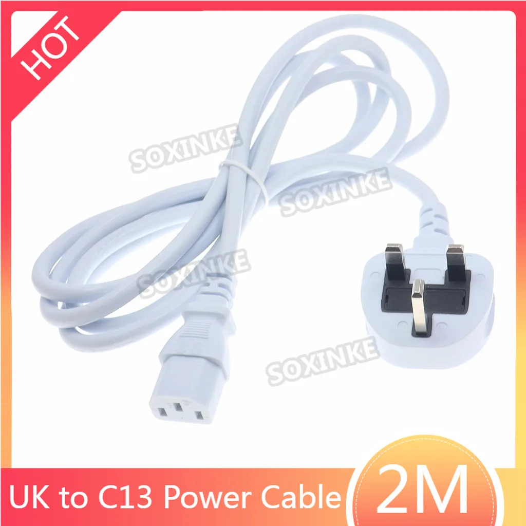 UK-Power-Cable-To-IEC-320-C13-Power-Extension-Cable-White-2m-with-13A ...