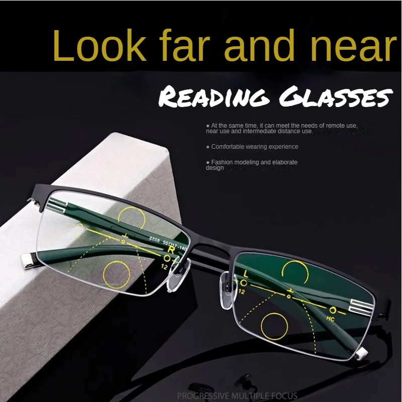 Classic Half Frame Progressive Multifocus Reading Glasses Men & Women ...