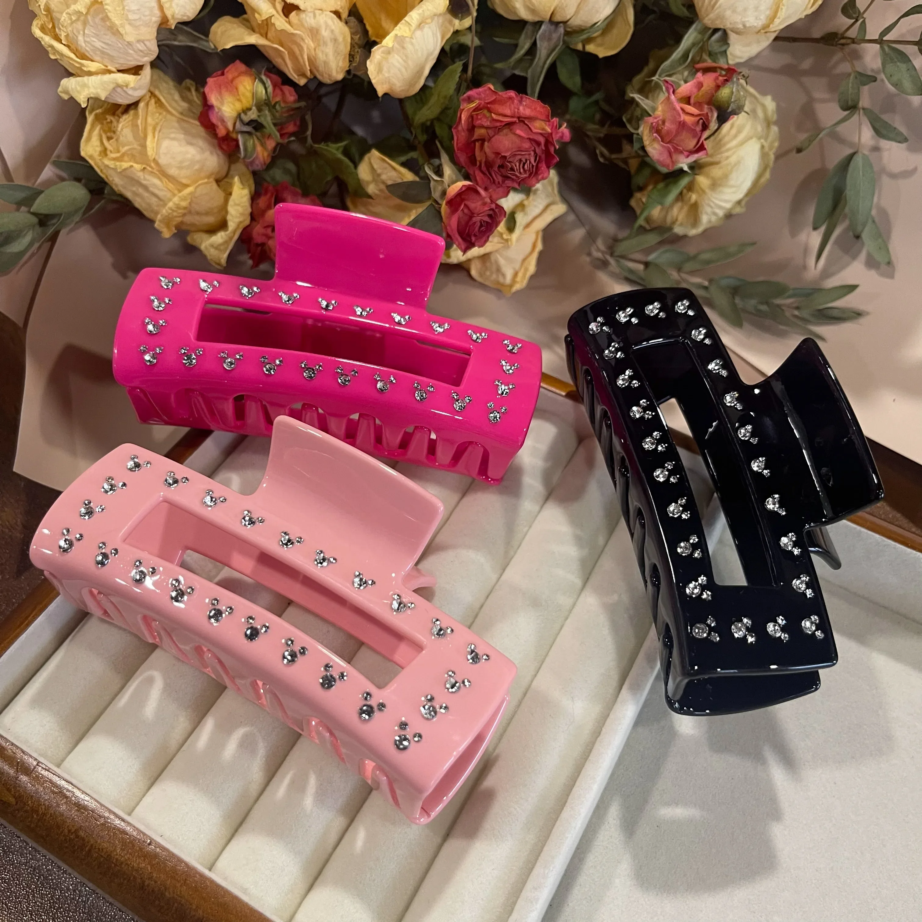 YHJ-10CM-Large-Diamond-Encrusted-Mickey-Hair-Clips-Crab-Claws-Trendy ...