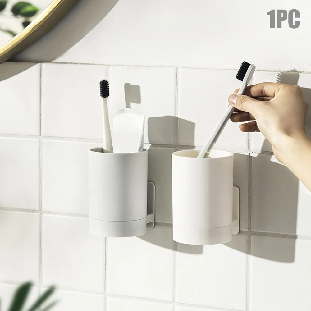 Simple-Wall-Mounted-Toothbrush-Holder-Toothpaste-Mouth-Cup-Holder-Drill ...