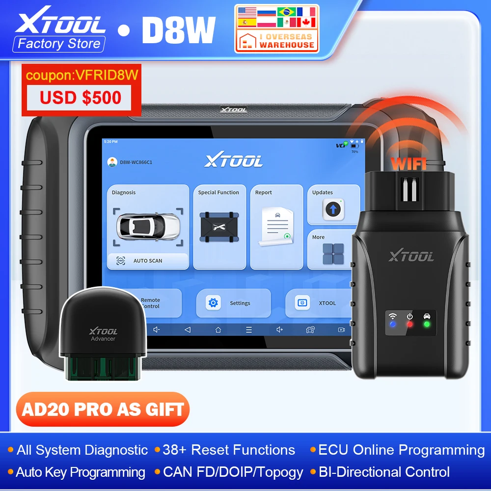 XTOOL-D8W-WIFI-OBD2-Scanner-Full-System-Car-Diagnostic-Tools-ECU-Coding ...