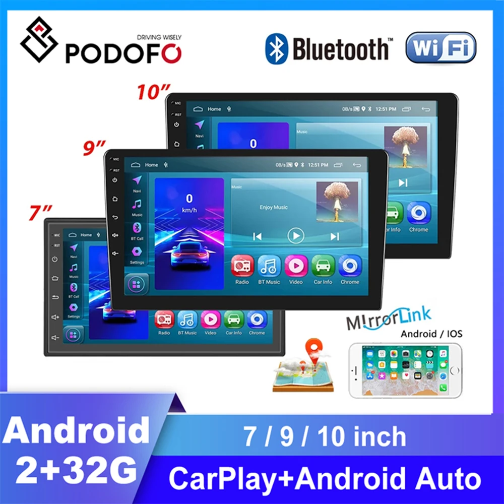 Podofo-Android-2-Din-Car-Radio-7-9-10-Multimedia-Video-Player-Carplay ...