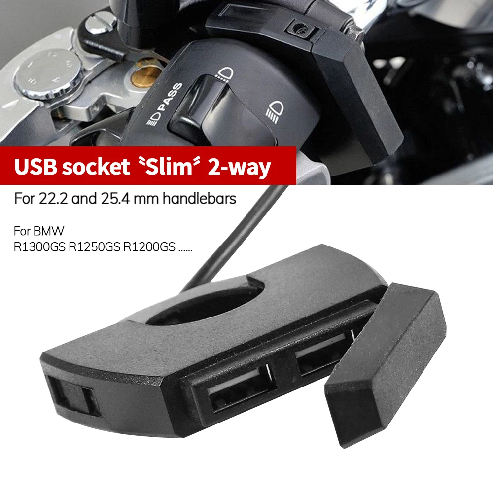 Motorcycle-Dual-USB-Charger-Plug-Socket-Adapter-22-2-25-4mm-Handlebars ...