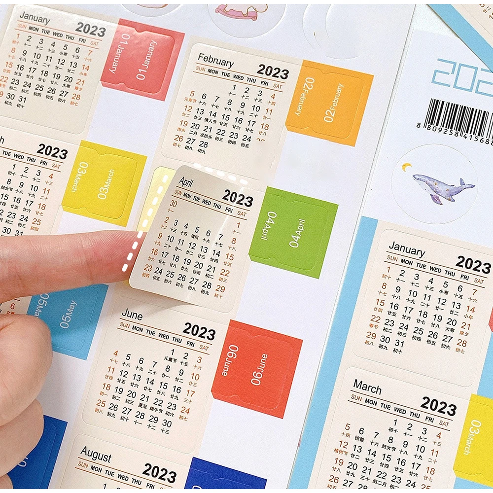 2pcs-1-set-2023-Calendar-Stickers-Year-Monthly-Calendar-Index-Page ...