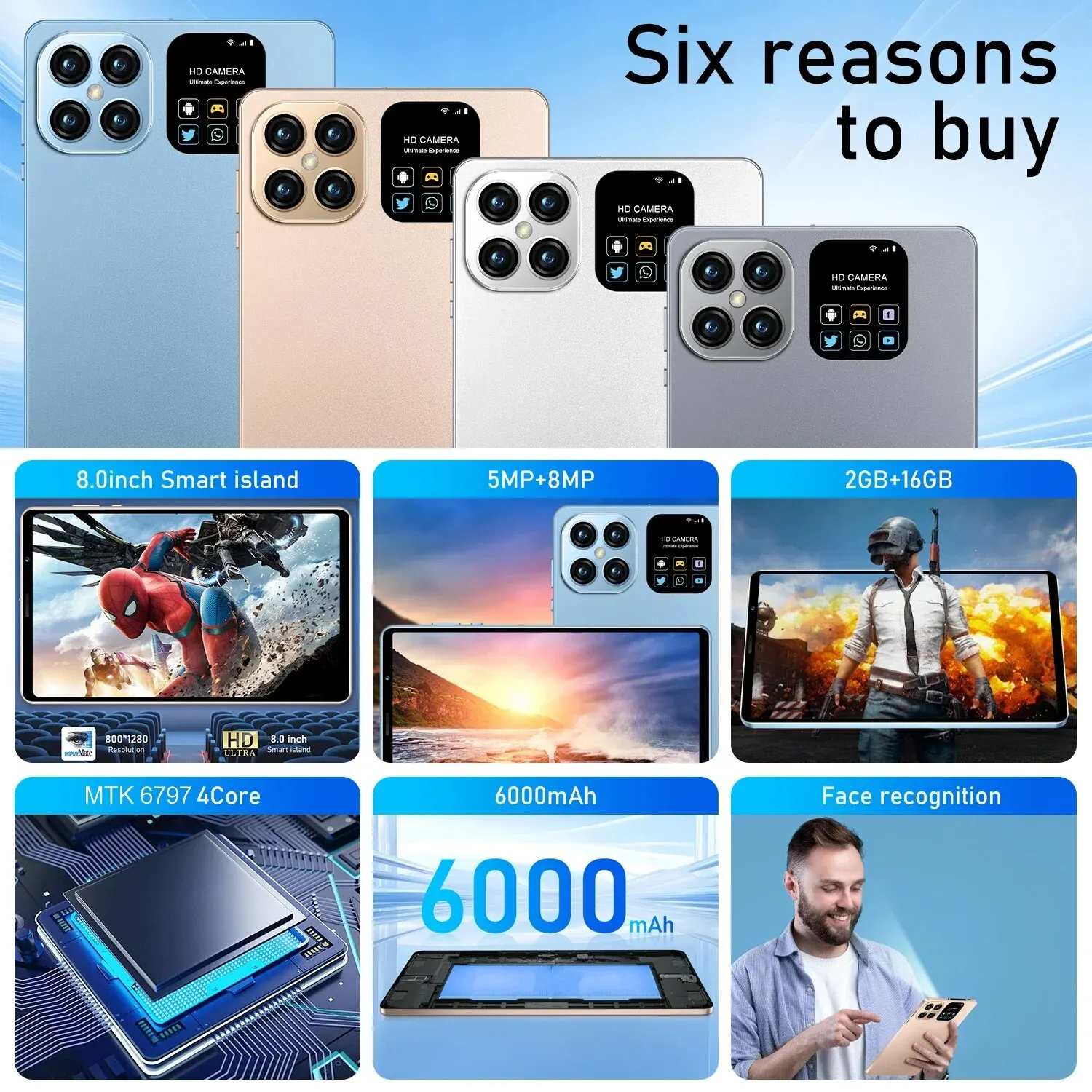 VERYHDSN Original Global Tablette Android 12 HD 8 Inch Tablet Dual SIM ...