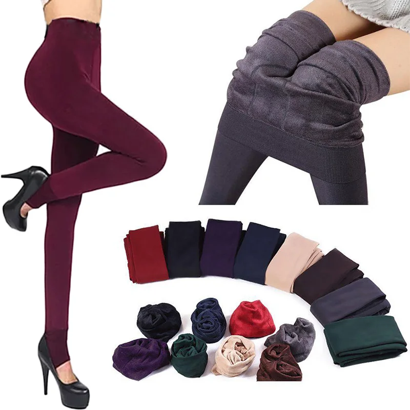 Winter-Solid-Color-Warm-Leggings-for-Women-Super-Thick-High-Stretch ...