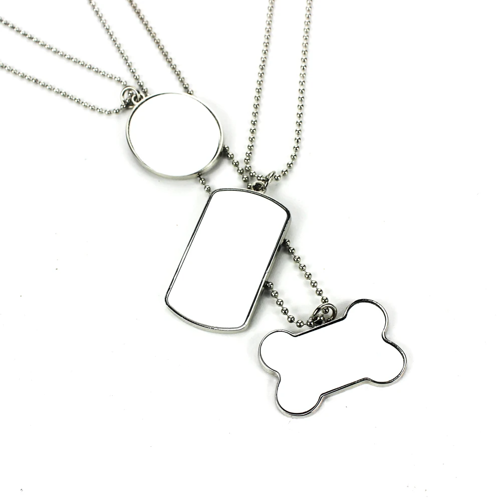 10pcs Sublimation Metal Silver Dog Tags with Bone & Rectangular Shape ...