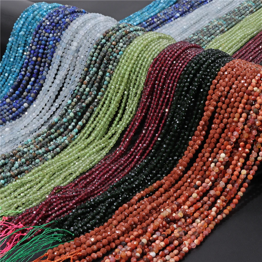 Small Beads Natural Stone Gem Beads Round Faceted Section Beads For ...