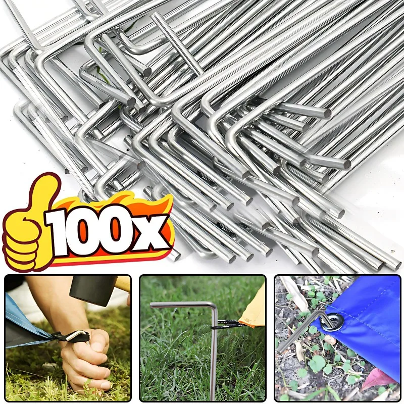Galvanized Steel Tent Stakes Heavy Duty Ground Anchors for Outdoor ...